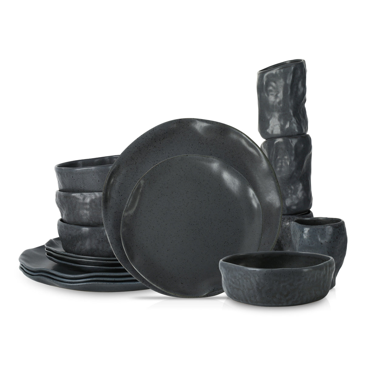 Stone + Lain Atik Stoneware Charcoal Black Speckled Dinnerware Set | 32 ...